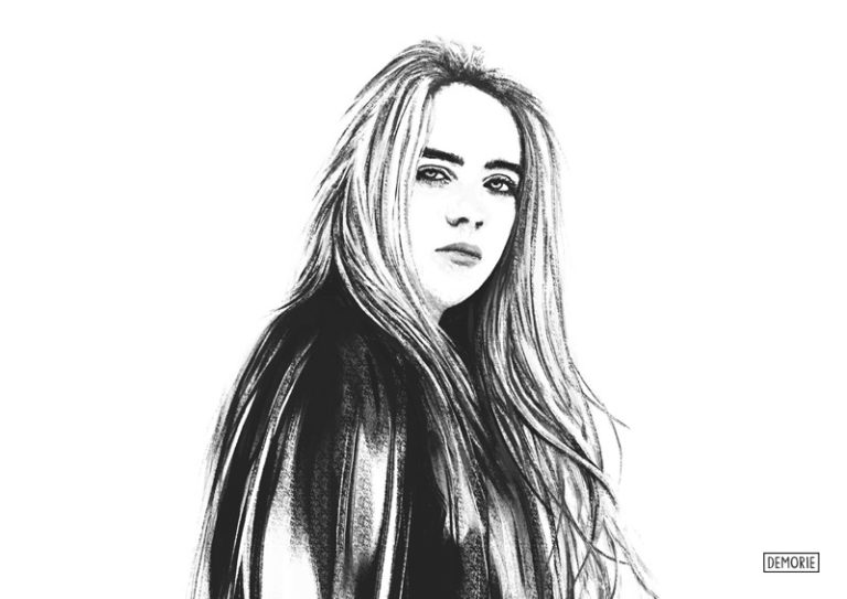 Billie Eilish - Portrait Drawing - DEMORIE