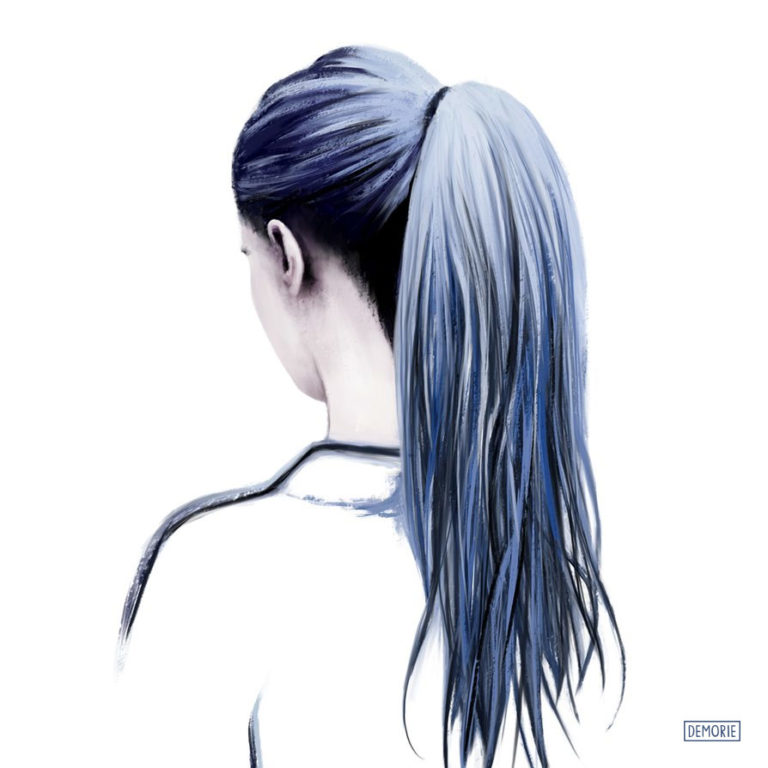 Blue Hair Drawing - DEMORIE