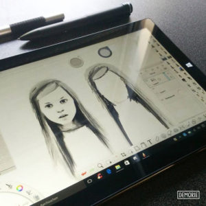 Windows Tablet Drawing with Pen - Portrait Sketches - DEMORIE
